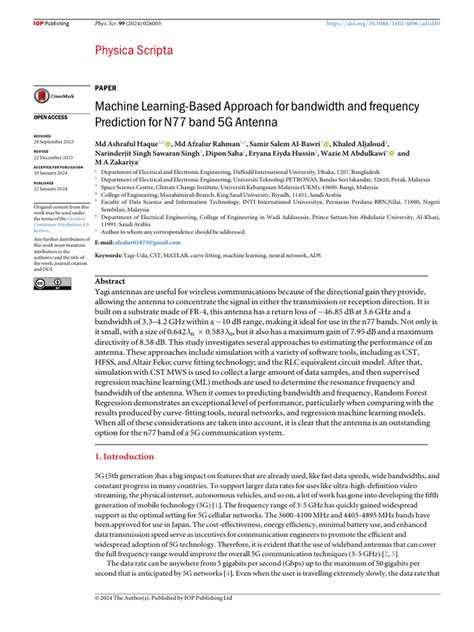 Machine Learning Based Approach For Bandwidth And Pdf Antenna Radio Machine Learning