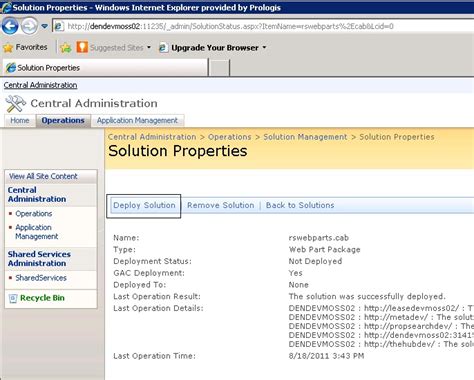 Deploy And Retract A Wsp In Sharepoint 2007 Using Central Admin
