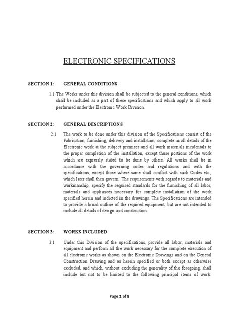 Electronic Specifications Rd Pdf Specification Technical