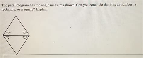 solved the parallelogram has the angle measures shown can you
