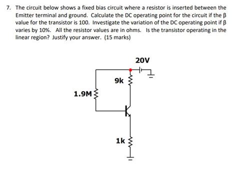Solved The Circuit Below Shows A Fixed Bias Circuit Where Chegg Com