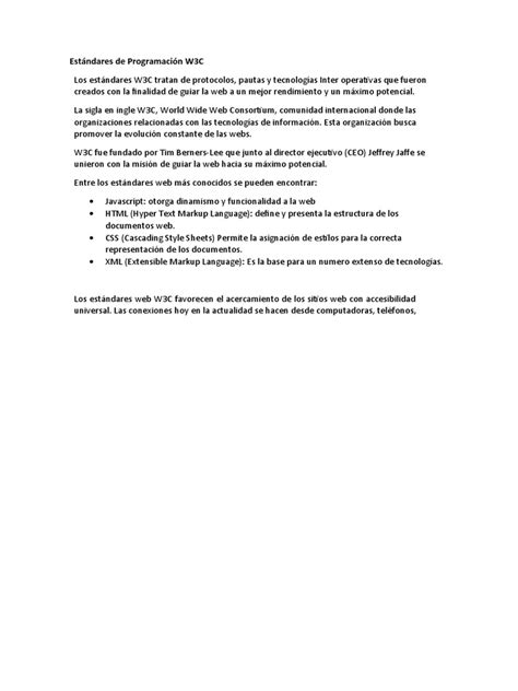 Estándares De Programación W3c Pdf