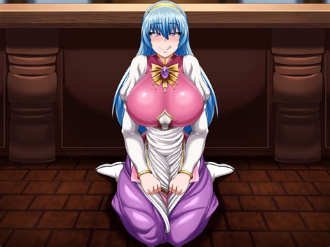 Rule 34 1girls Q Background Blue Hair Blush Breasts Counter