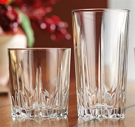 Glavers Classic Drinking Glasses Set Of 16 Old Fashioned Highball Glass Cups Set