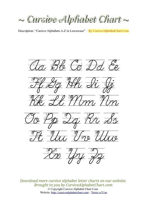 Uppercase Lowercase Cursive Alphabet Charts With Arrows In PDF Cursive Alphabet Chart