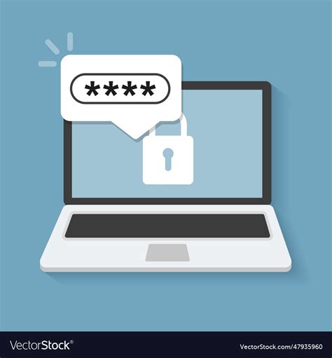 Laptop With Password Form Page On Screen Sign Vector Image