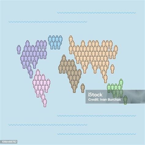 세계 사람들이 아이콘 지도 양식된 벡터 실루엣입니다 세계 인구 아프리카에 대한 스톡 벡터 아트 및 기타 이미지 아프리카