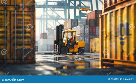 Forklift Loading Containers In Container Terminal Logistics And