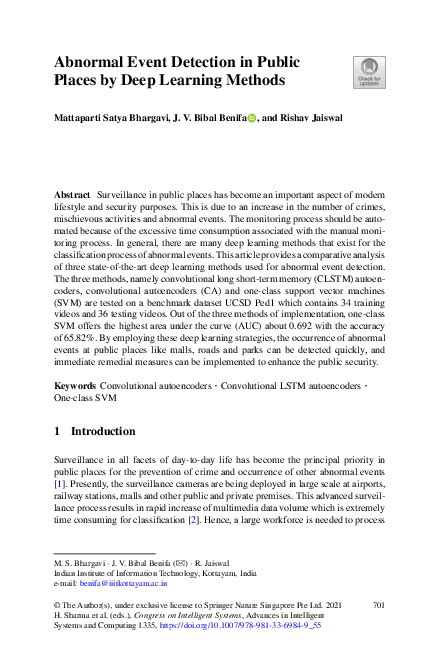 Pdf Abnormal Event Detection In Public Places By Deep Learning Methods