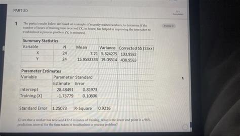 solved part 3d om comes 1 points the partial results below
