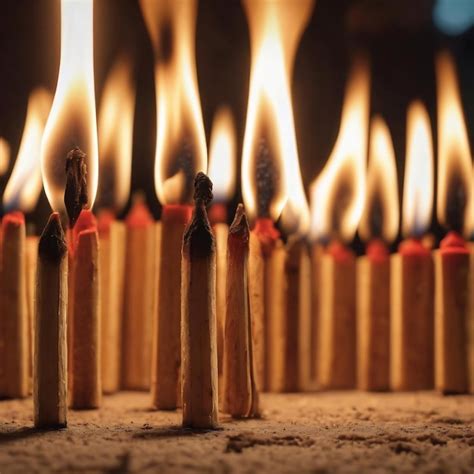 premium ai image lit match next to a row of unlit matches the passion
