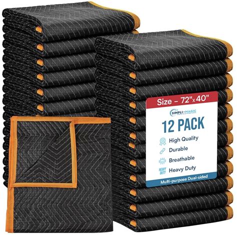Simpli Magic Heavy Duty Padded Moving Blankets 72 X 40 12 Pack