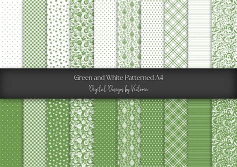 Green And White Patterned Digital Paper Graphic By Digital Designs By