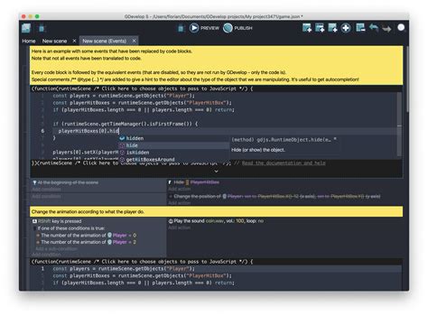 Using Javascript With Gdevelop Game Engine Gdevelop