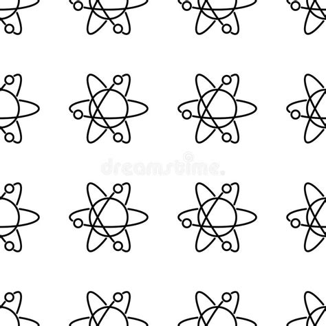 Seamless Pattern From Atom Icon With Orbits The Nucleus And Electrons Rotating Of Vector