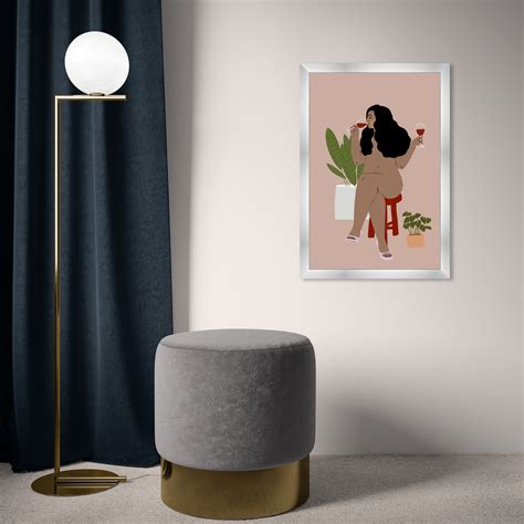 Oliver Gal Prints Nude Drinker Nude Botanical Drinks Modern Framed