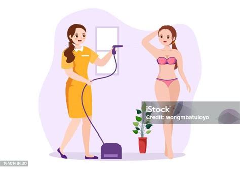 선탠 침대 절차는 평면 만화 손으로 그린 템플릿 일러스트레이션에서 스파 살롱 일라리움에서 현대 기술로 이국적인 피부를 얻기 위해 건강한 생활방식에 대한 스톡 벡터 아트 및