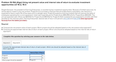 solved check my work problem 16 19a algo using net present