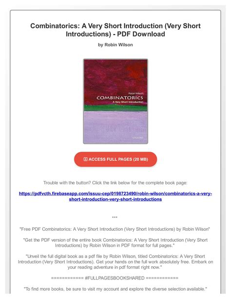Free Pdf Combinatorics A Very Short Introduction Very Short