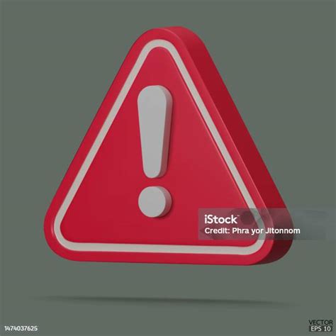 3d 배경에 격리된 현실적인 빨간색 삼각형 경고 표시 느낌표 기호가 있는 위험 경고 주의 기호 위험 경고 위험주의 아이콘입니다 3d 벡터 그림입니다 0명에 대한 스톡 벡터