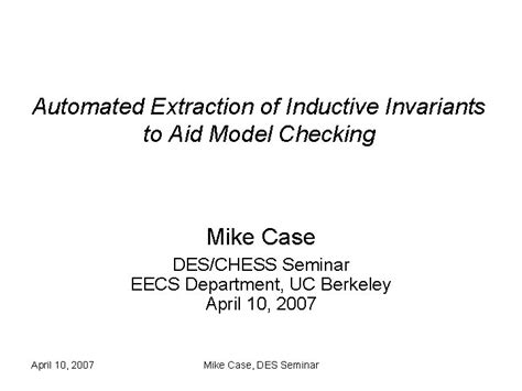 automated extraction of inductive invariants to aid model