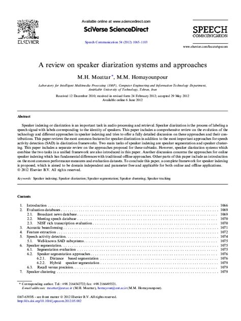 Pdf A Review On Speaker Diarization Systems And Approaches