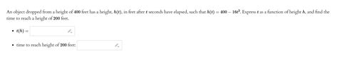 Solved An Object Dropped From A Height Of 400 Feet Has A