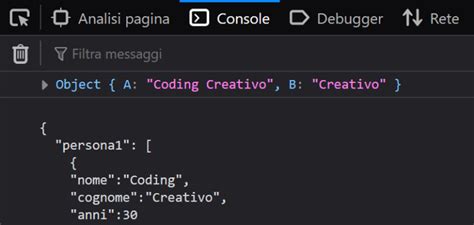 json parse sintassi metodo parse funzione reviver