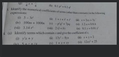 3 Identify The Numerical Coefficients Of Terms Other Than Constants In