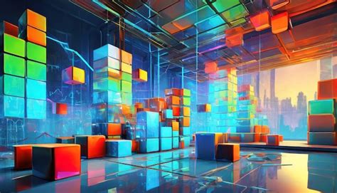 Premium Photo D Rendering Of A Futuristic Room With Cubes And Graphs