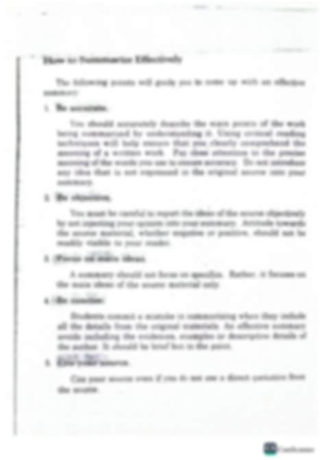 SOLUTION: How to summarize effectively - Studypool
