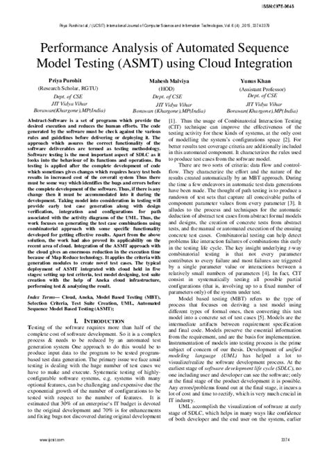 Pdf Performance Analysis Of Automated Sequence Model Testing Asmt Using Cloud Integration