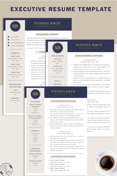 Executive Resume Template Professional And Modern Cv Plantilla Cv