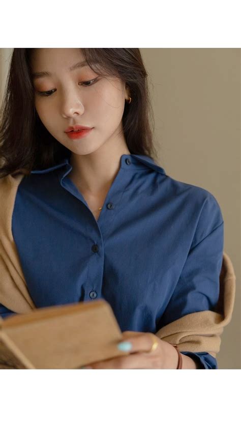 에디 포인트 컬러 데일리 코튼 셔츠 Fashion Women Womens Fashion