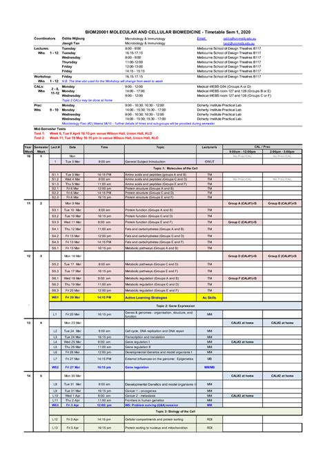 Biom2000 1 Tt 2020 Lms Lecture Timetable Warning Tt Undefined Function 32 Coordinators