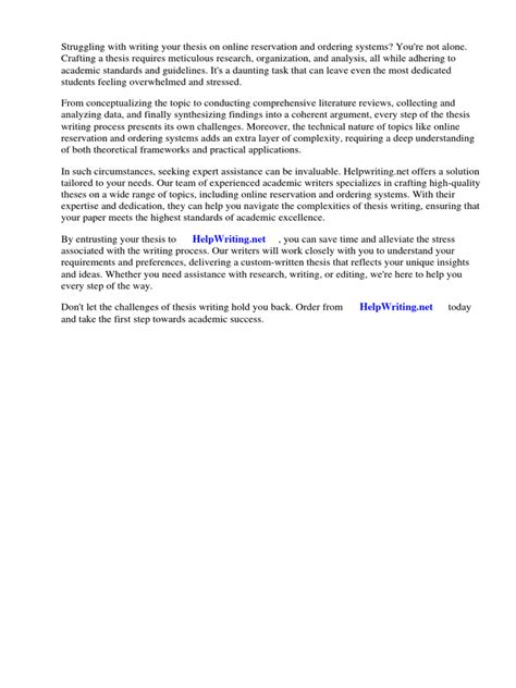 Online Reservation And Ordering System Thesis Pdf Databases