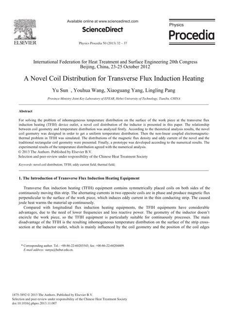 Pdf A Novel Coil Distribution For Transverse Flux Induction Heating