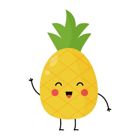Vector Illustration Of Cute Pineapple Isolated On White Background