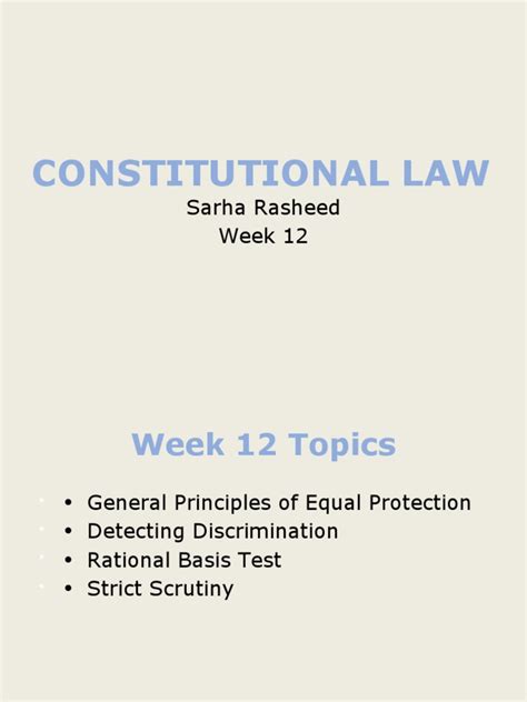 Week 12 Equal Protection Pdf Suspect Classification Equal