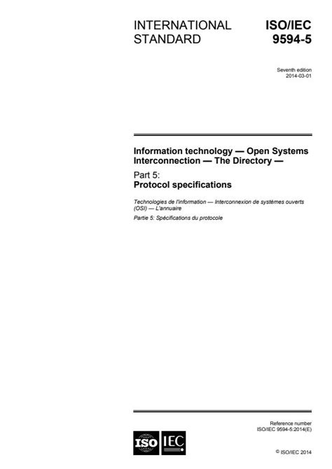 ISO IEC Information Technology Open Systems Interconnection The Directory Part
