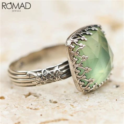 Gs Green Stone Wedding Rings For Women With Aaa Cubic Zirconia Vintage