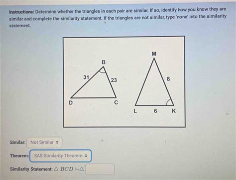 solved instructions determine whether the triangles in each pair are