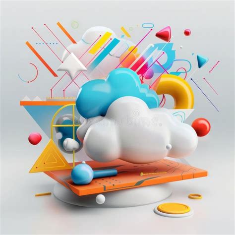 Illustration Of A Cloud With A 3d Icon And Dynamic Colorful Graphics Stock Illustration