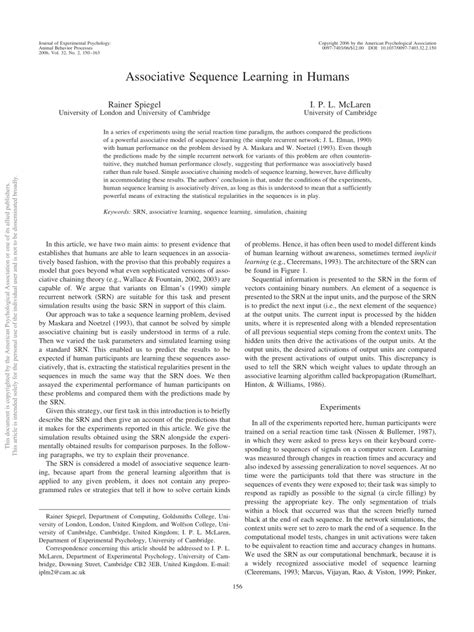 Associative Sequence Learning In Humans Request Pdf