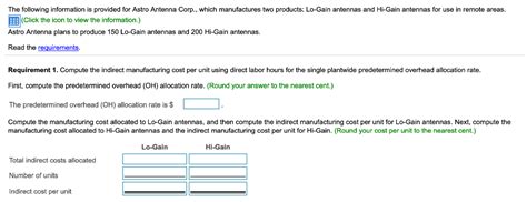 solved data table activity cost allocation base setup