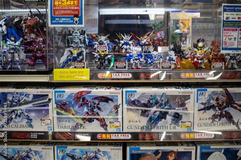 Tokyo Japan 30 October 2023 Assorted Gundam Model Kits On Display