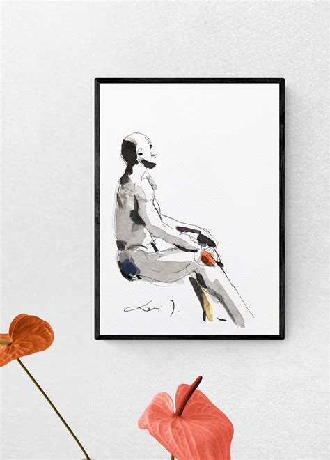 Gabriel V Original Ink Drawing Naked Model Etsy
