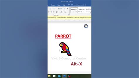 ms word parrot 🦜 symbol msoffice word symbol shortvideo youtube