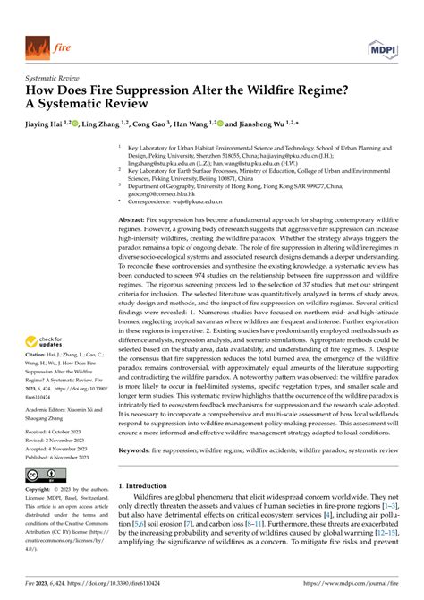 pdf how does fire suppression alter the wildfire regime a systematic