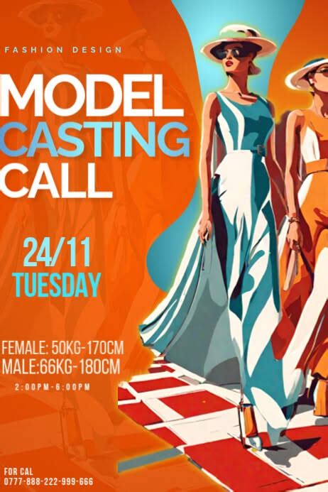 Copy Of Model Casting Call Poster Templates Model Audition Poster